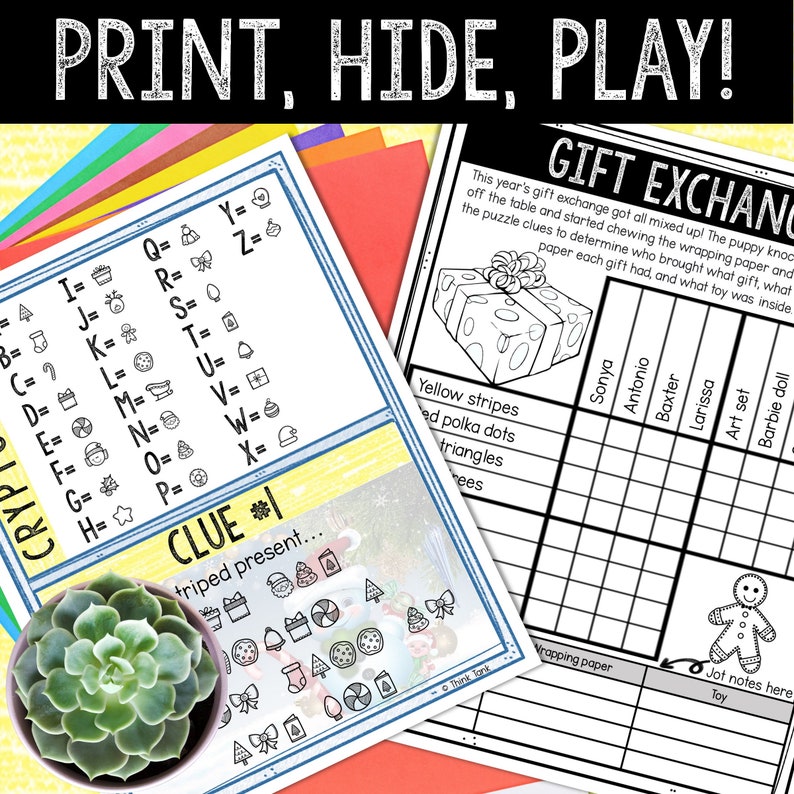 Christmas Logic Puzzle Scavenger Hunt Game for Kids Party | Etsy