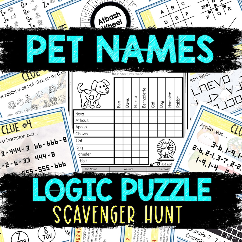 Logic Puzzle Scavenger Hunt Game for Kids Party Game Pet - Etsy