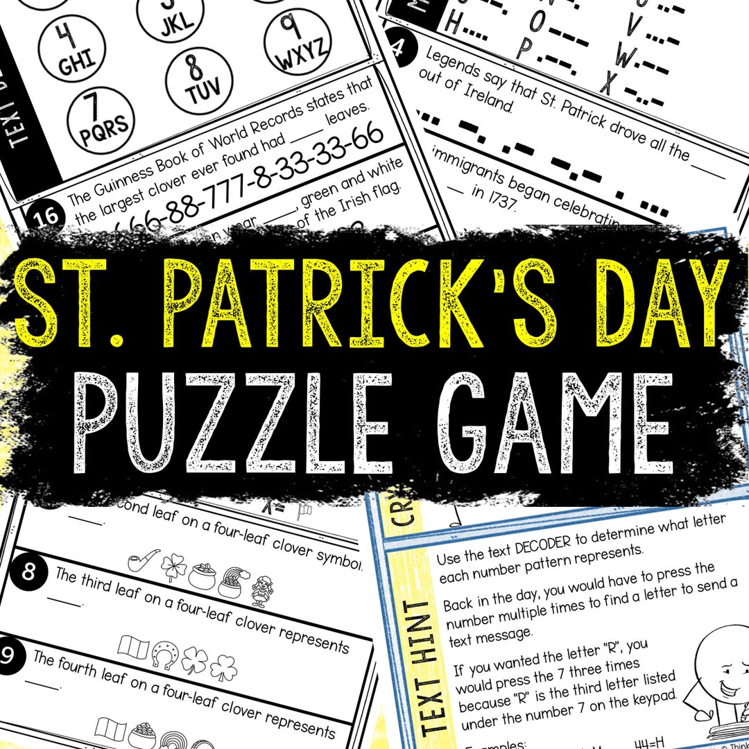St. Patricks Day Puzzles for Kids - Printable Party Game – Kids Puzzles ...
