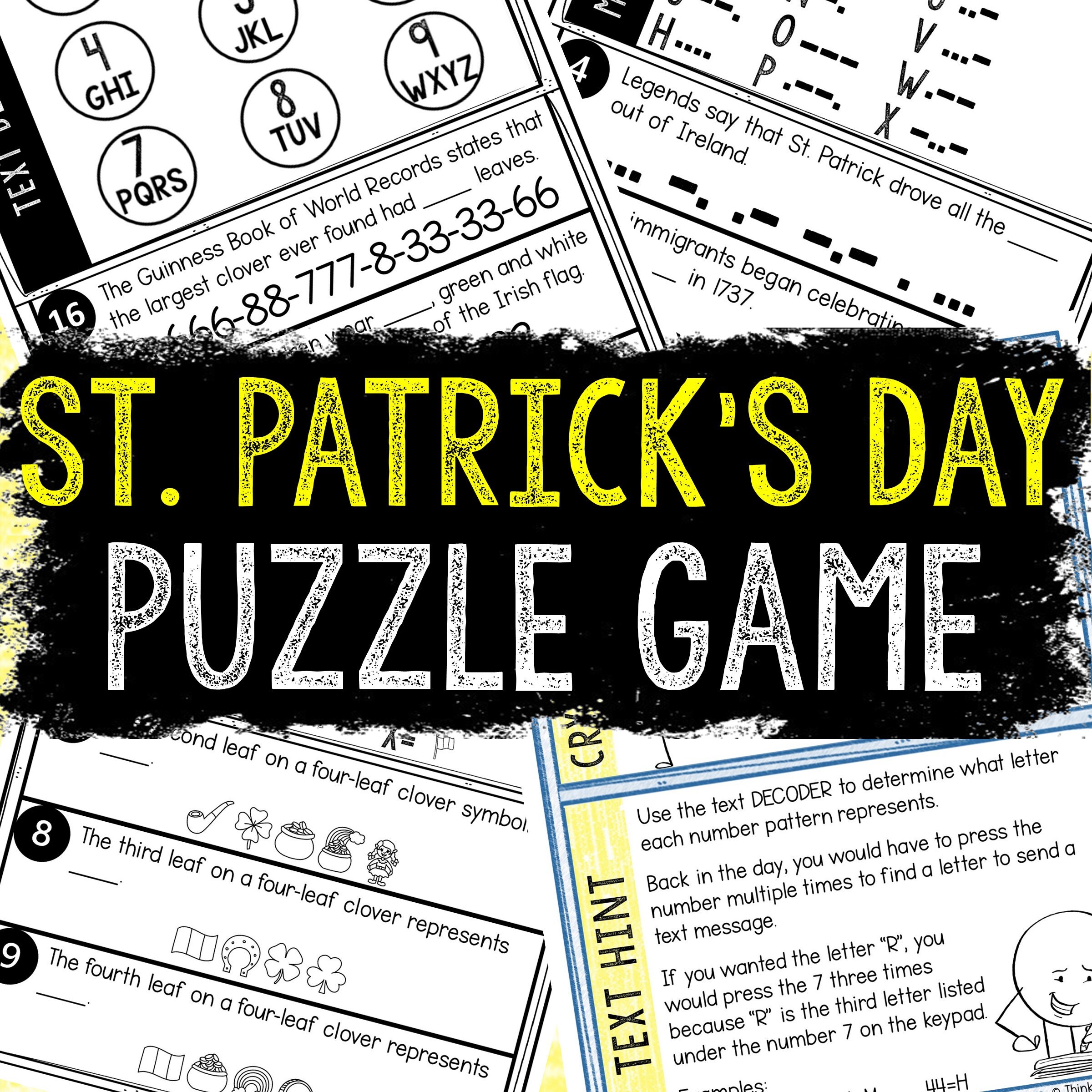 St. Patricks Day Puzzles for Kids Printable Party Game - Etsy