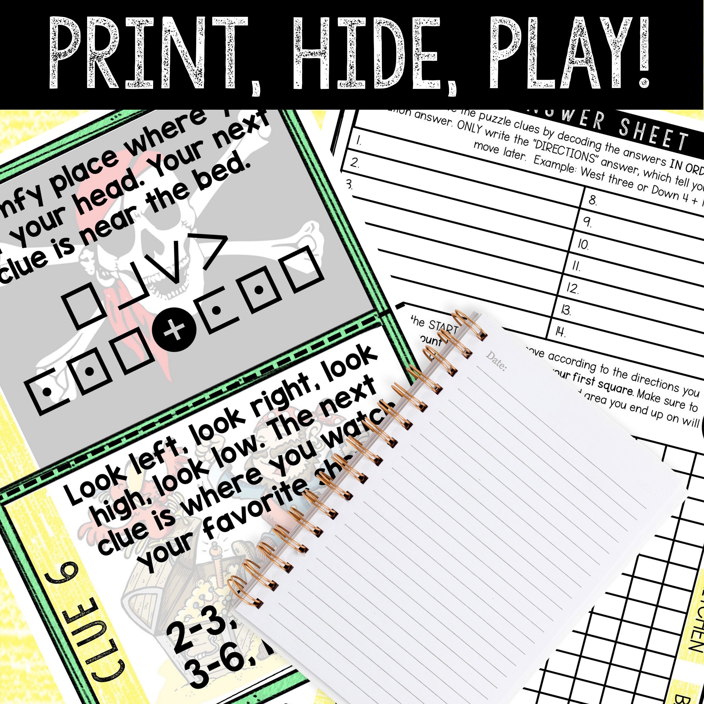 Pirate Theme Treasure Hunt for Kids - Printable Puzzle Game - Indoor ...