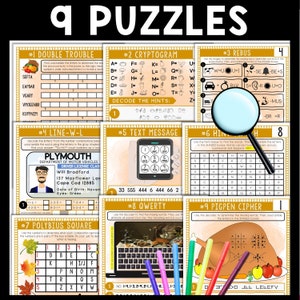 Thanksgiving Escape Room for Kids, Printable Party Game, Cipher Puzzles ...