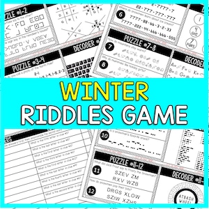 Winter Riddles Game - Scavenger Hunt for Kids - Escape Room Puzzle ...