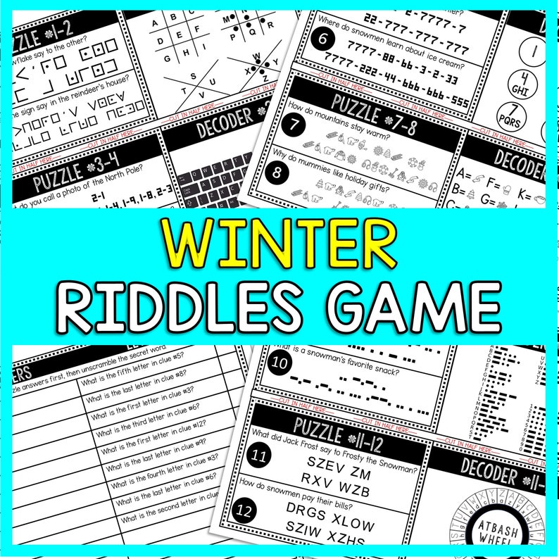 Winter Riddles Game Scavenger Hunt for Kids Escape Room - Etsy