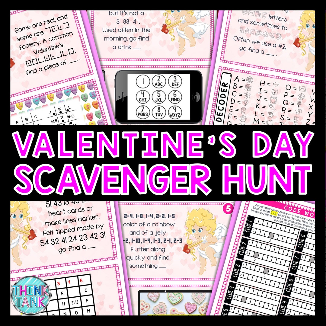 Valentine's Day Scavenger Hunt for Kids With Escape Room Puzzles ...