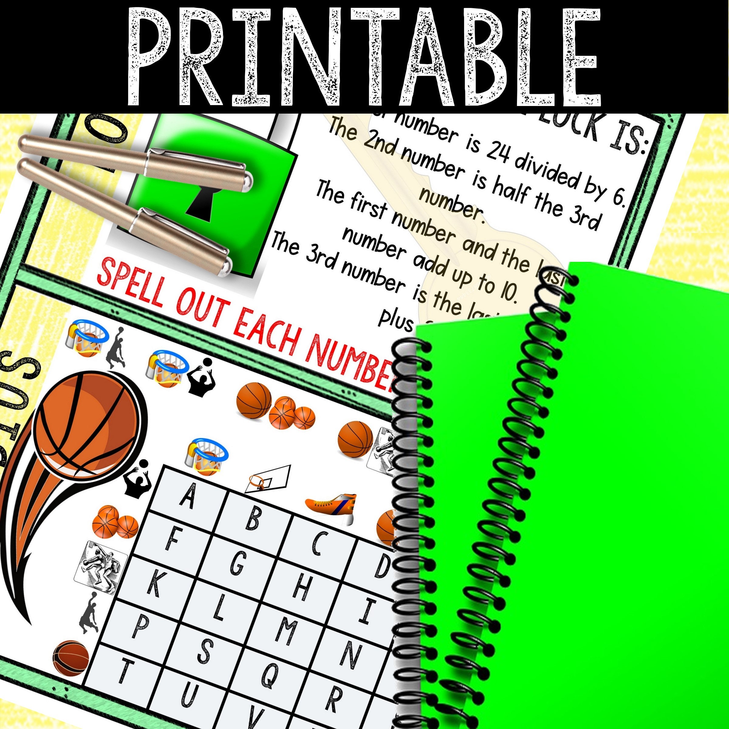 Escape Room for Kids - DIY Printable Game – Basketball Escape Room Kit ...