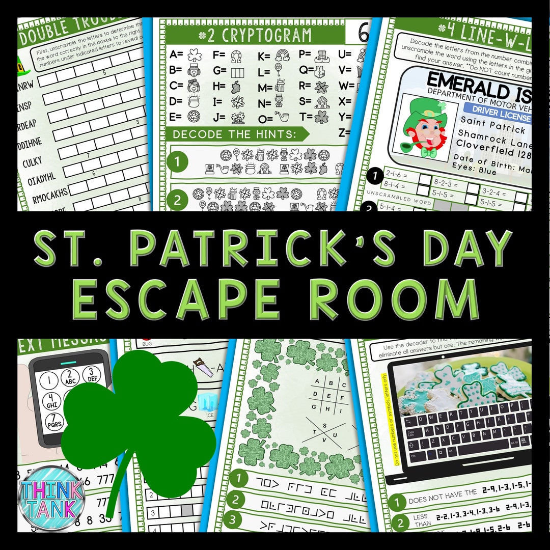 St. Patrick's Day Escape Room for Kids, Printable Party Game, Cipher ...