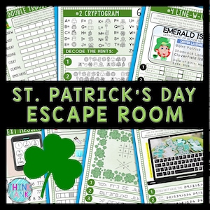 St. Patrick's Day Escape Room for Kids, Printable Party Game, Cipher ...