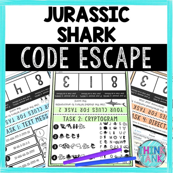 Jurassic Shark Escape Room Code for Kids Printable Party - Etsy
