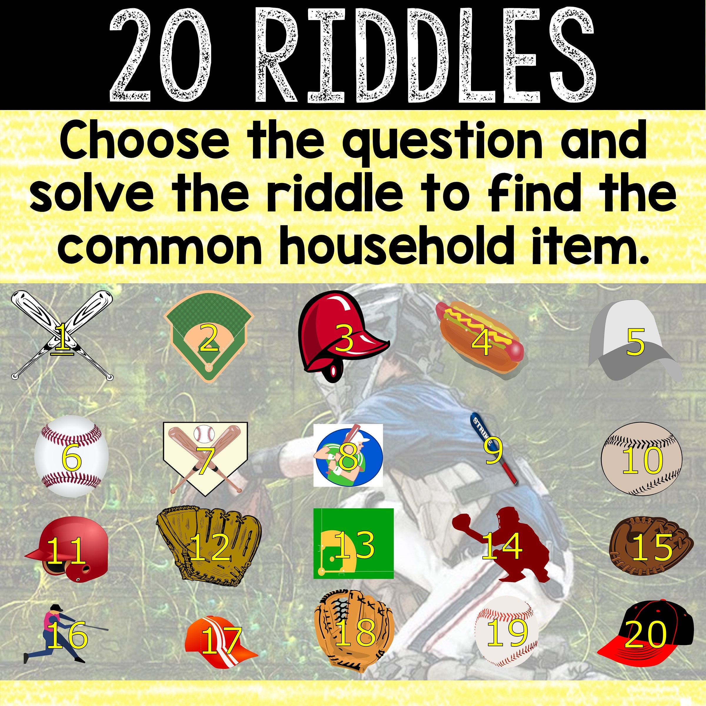 Baseball Theme Virtual Scavenger Hunt for Kids Digital Party - Etsy