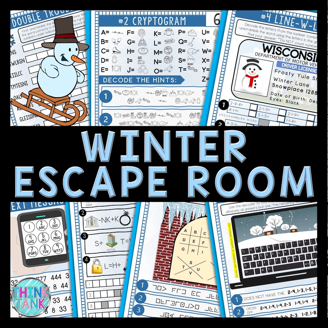 Winter Escape Room for Kids, Printable Party Game, Cipher Puzzles ...