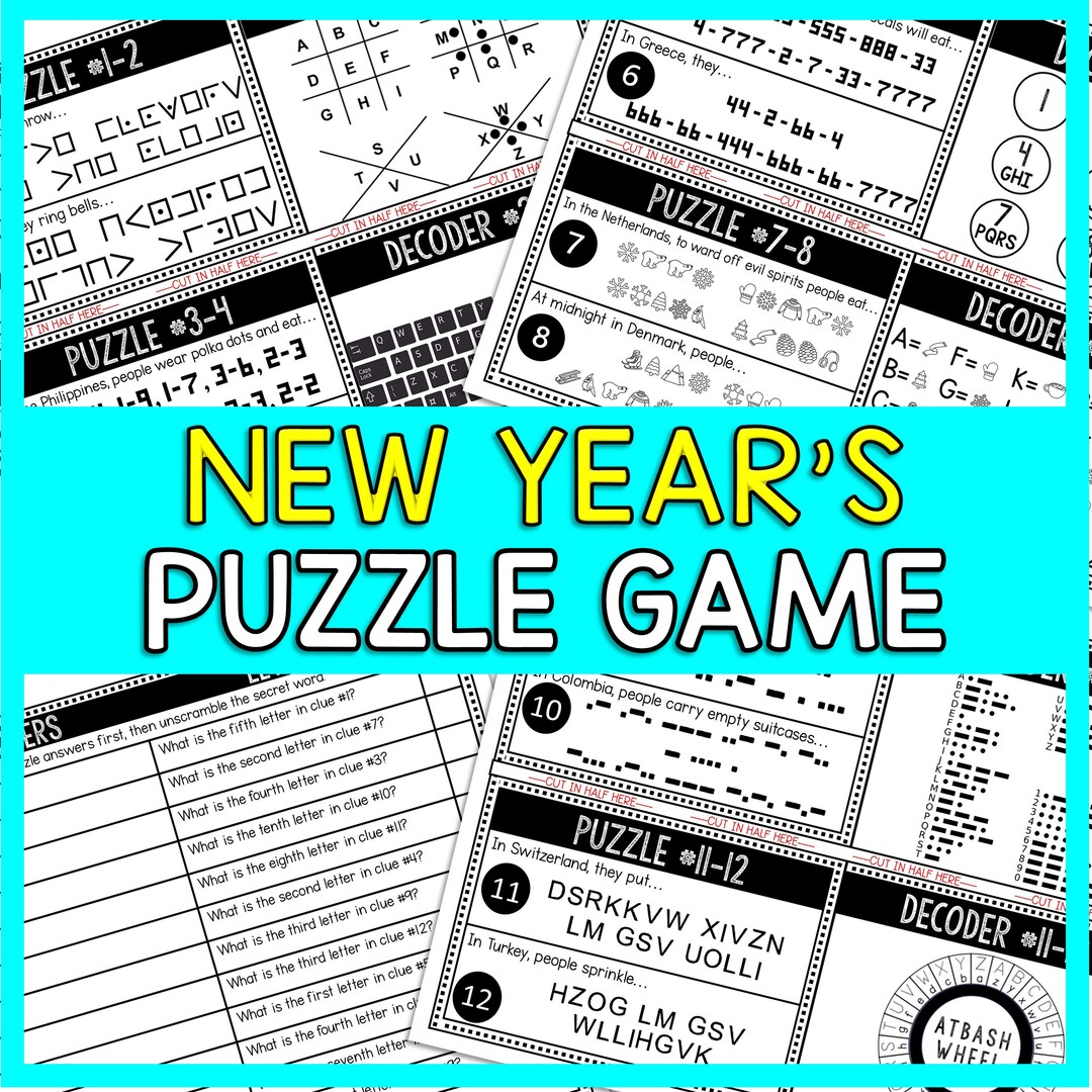New Year's Traditions Game - Scavenger Hunt for Kids - Escape Room ...