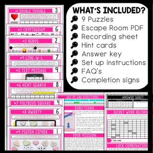 Valentine's Day Escape Room for Kids, Printable Party Game, Cipher ...