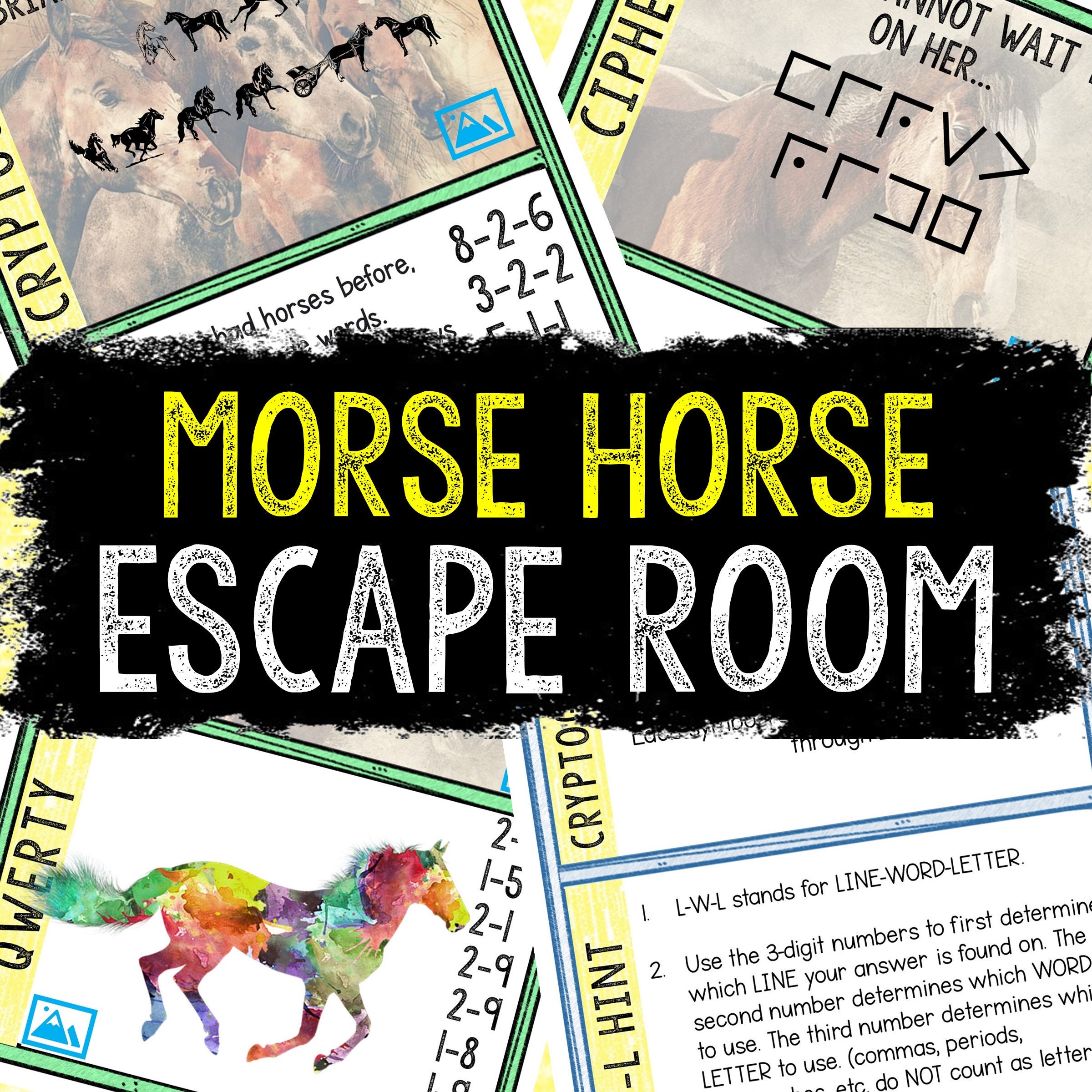 Escape Room for Kids Printable Party Game Morse Horse | Etsy