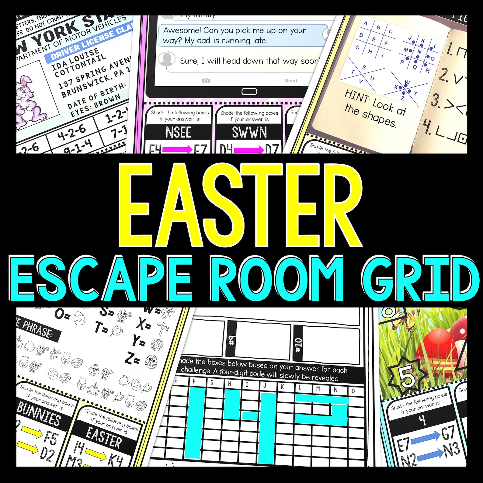 Easter Escape Room GRID for Kids Printable Party Game - Etsy
