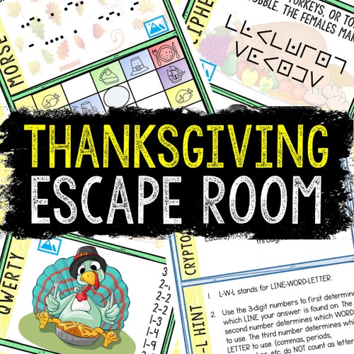Kids Turkey Escape Room Game Thanksgiving Printable Party - Etsy