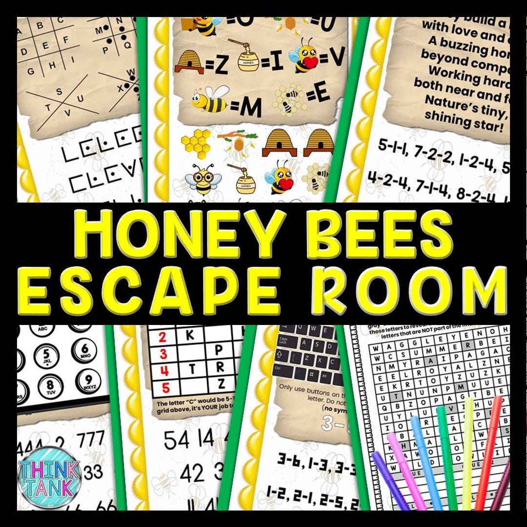 Honey Bees Escape Room Word Search, Printable Party Game for Kids ...