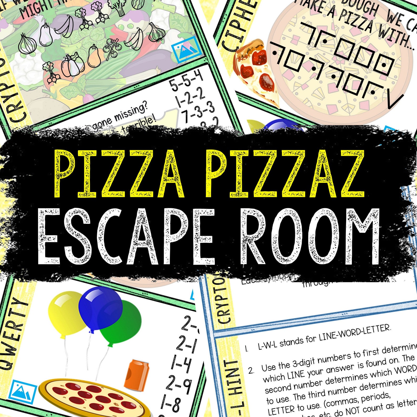 Escape Room for Kids Printable Party Game Pizza Pizzaz - Etsy
