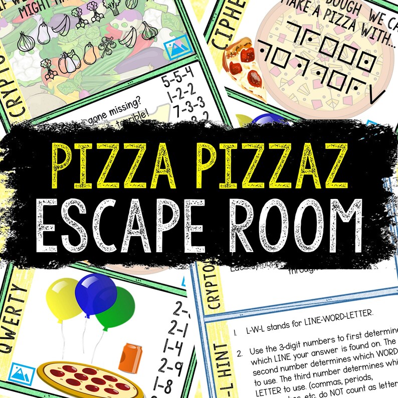 Escape Room for Kids Printable Party Game Pizza Pizzaz - Etsy