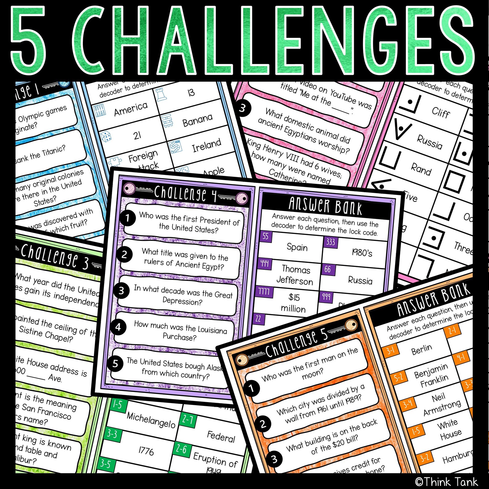 World History Trivia Game Escape Room for Kids Printable - Etsy