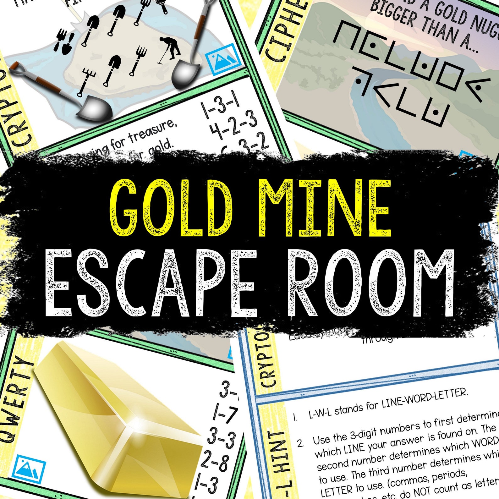 Escape Room for Kids Printable Party Game Gold Mine Escape - Etsy