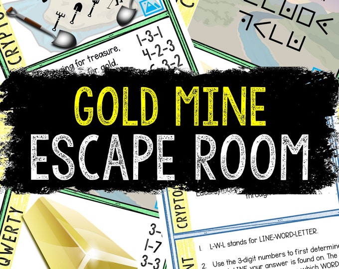 Escape Room for Kids Printable Party Game Gold Mine Escape - Etsy