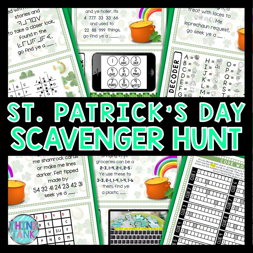 St. Patrick's Day Scavenger Hunt for Kids With Escape Room Puzzles ...