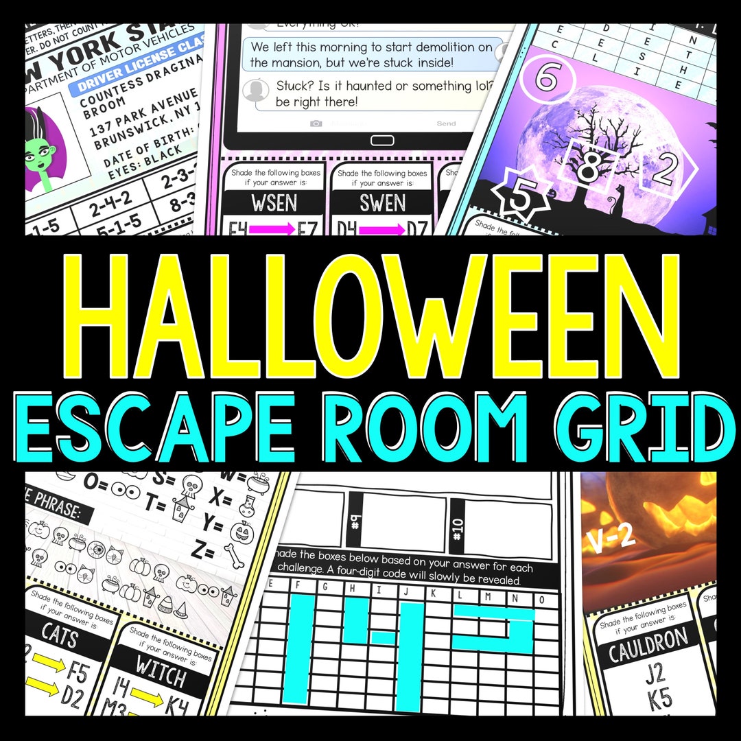 Halloween GRID Escape Room for Kids - Printable Party Game – Scavenger ...