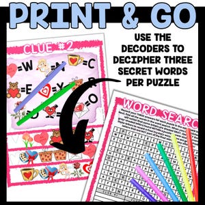 Valentine's Day Escape Room Word Search, Printable Party Game for Kids ...