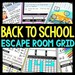 Back to School Escape Room GRID for Kids, Printable Party Game ...