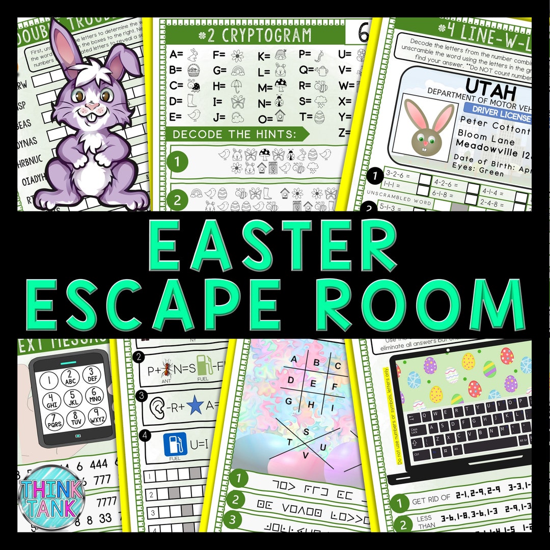 Easter Escape Room for Kids, Printable Party Game, Cipher Puzzles ...