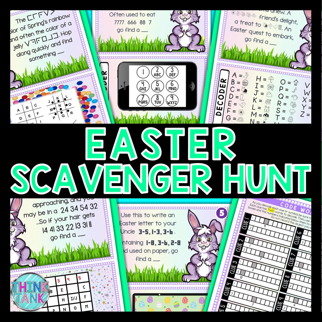 Easter Scavenger Hunt for Kids With Escape Room Puzzles, Printable ...