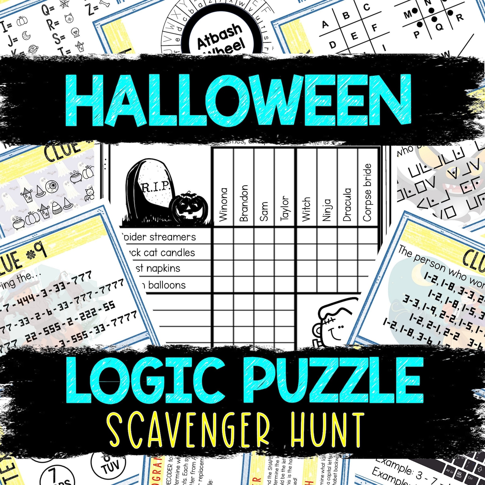 Halloween Logic Puzzle Scavenger Hunt Game for Kids Party - Etsy
