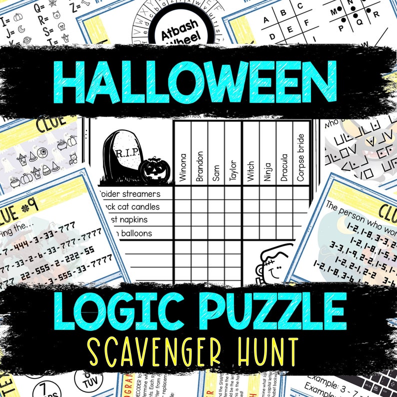 Halloween Logic Puzzle Scavenger Hunt Game for Kids Party - Etsy