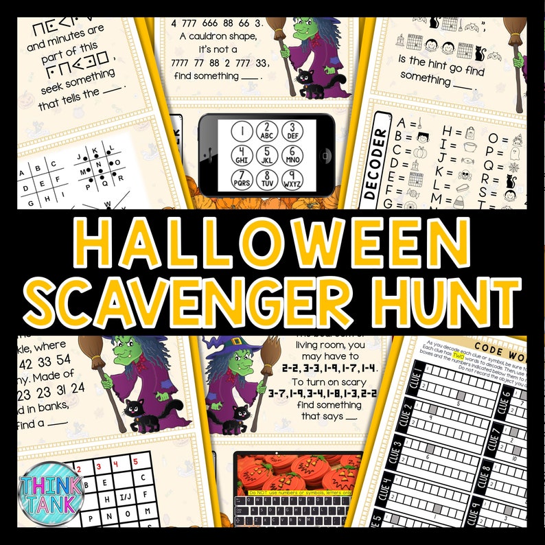 Halloween Scavenger Hunt for Kids With Escape Room Puzzles, Printable ...