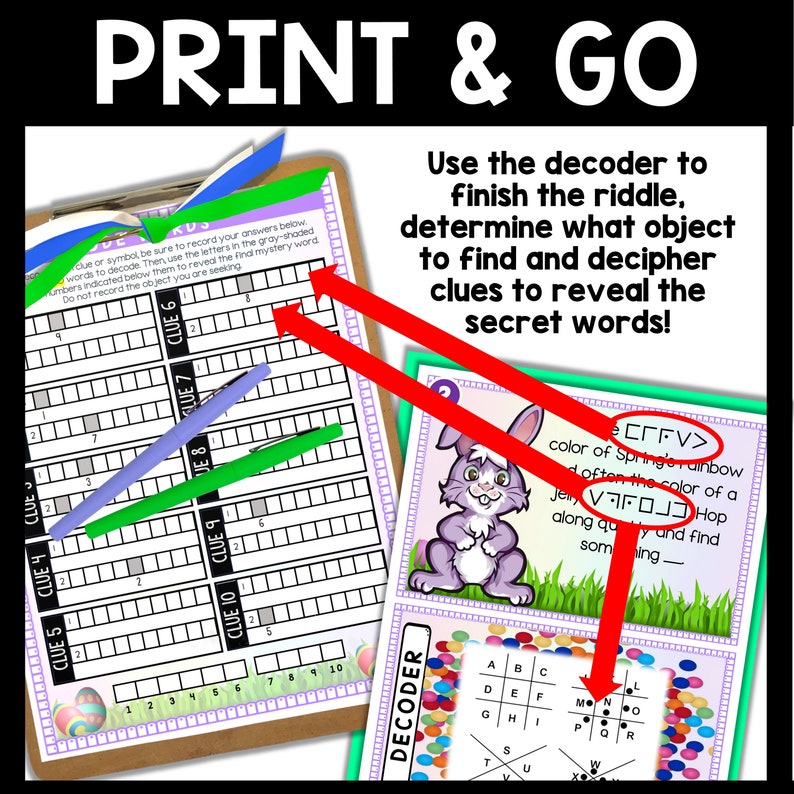 Easter Scavenger Hunt for Kids With Escape Room Puzzles, Printable ...