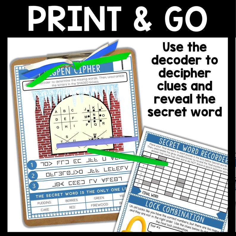 Winter Escape Room for Kids, Printable Party Game, Cipher Puzzles ...