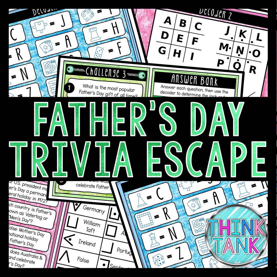 Father's Day Trivia Game - Escape Room for Kids - Printable Party Game ...