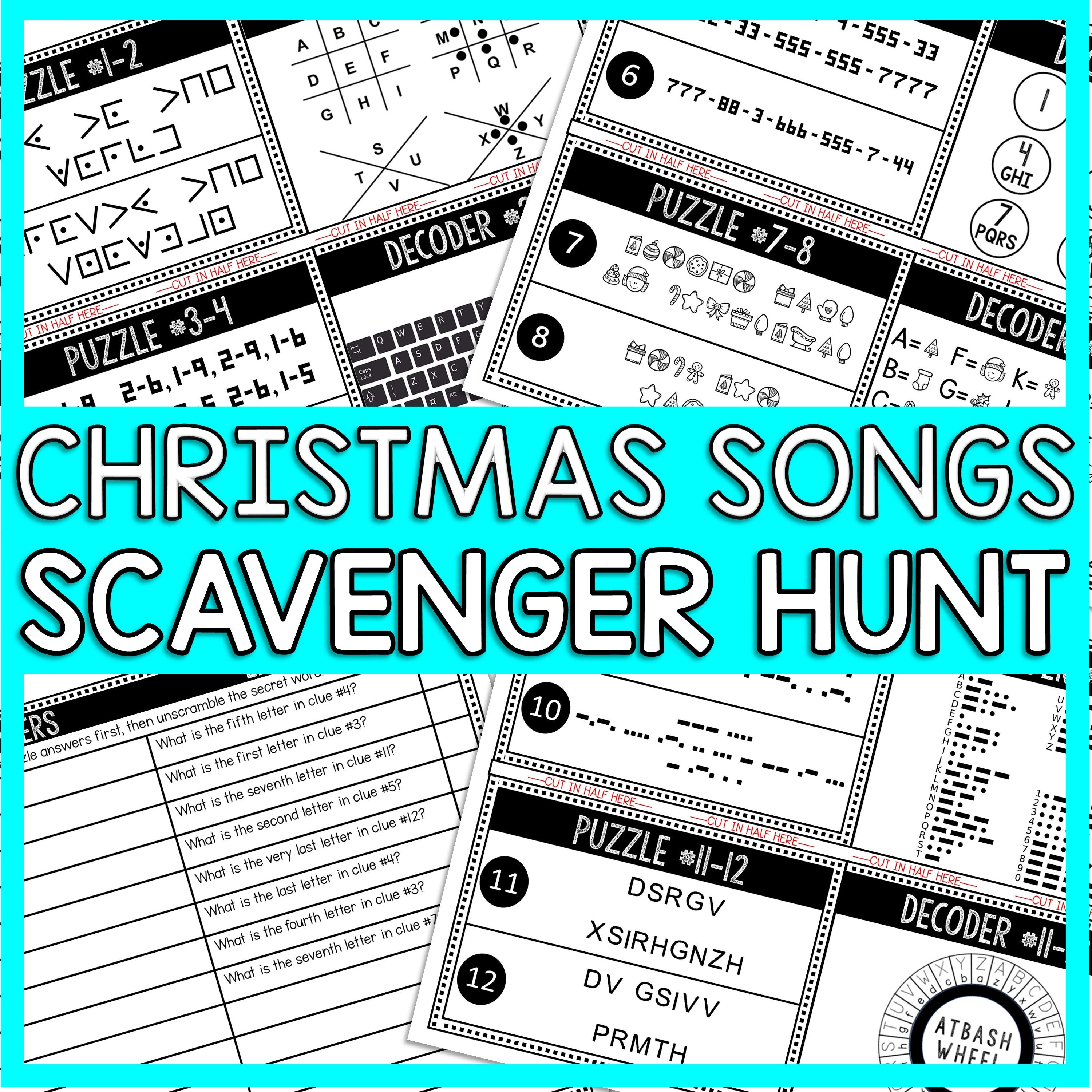 Christmas Songs Scavenger Hunt for Kids Escape Room Puzzle - Etsy