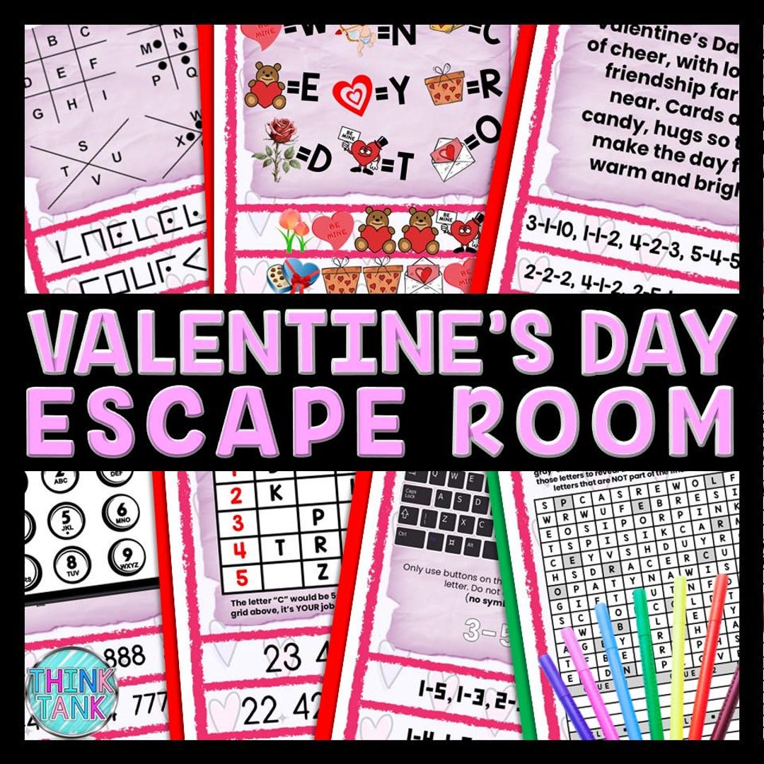 Valentine's Day Escape Room Word Search, Printable Party Game for Kids ...