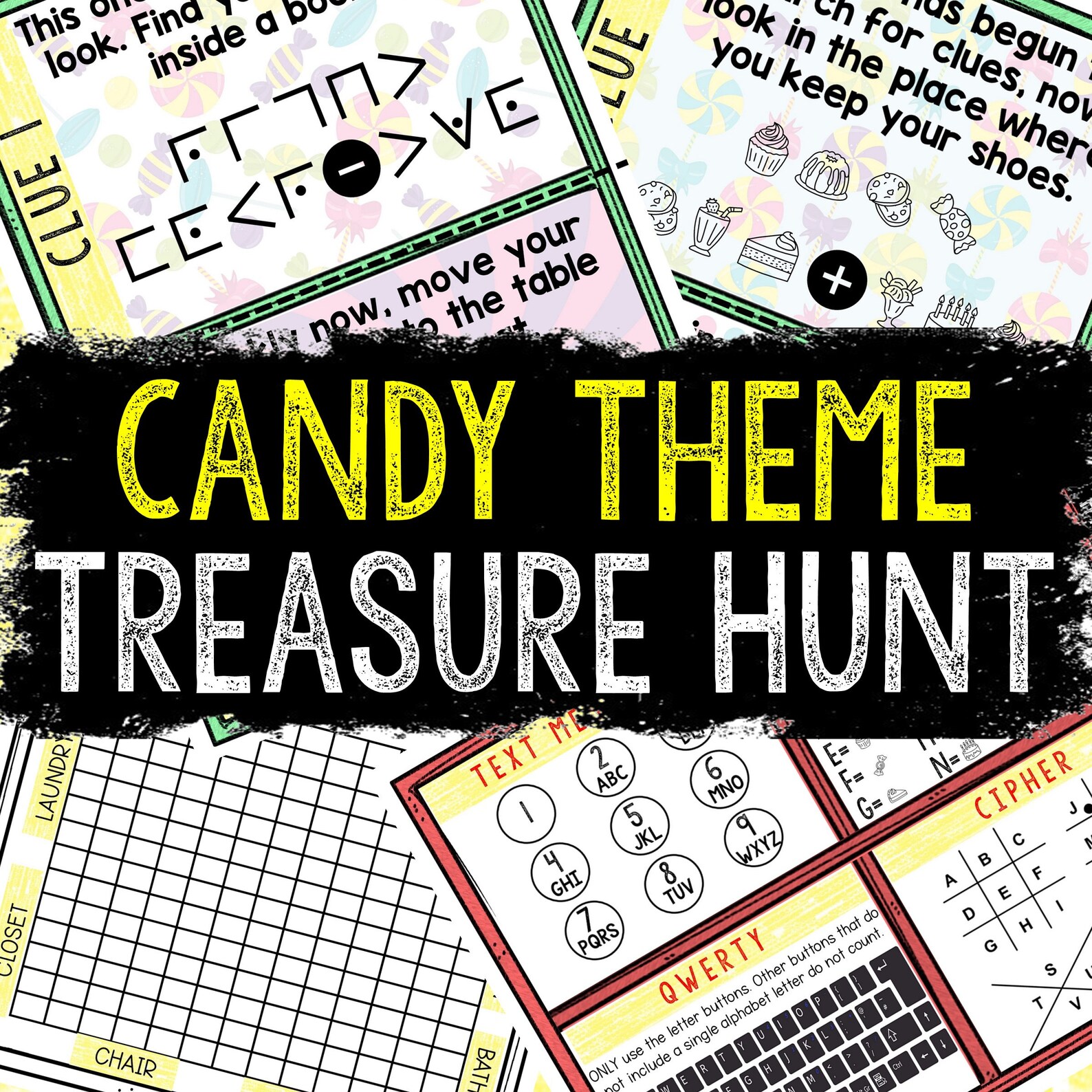 Candy Theme Treasure Hunt for Kids - Printable Puzzle Game - Indoor ...