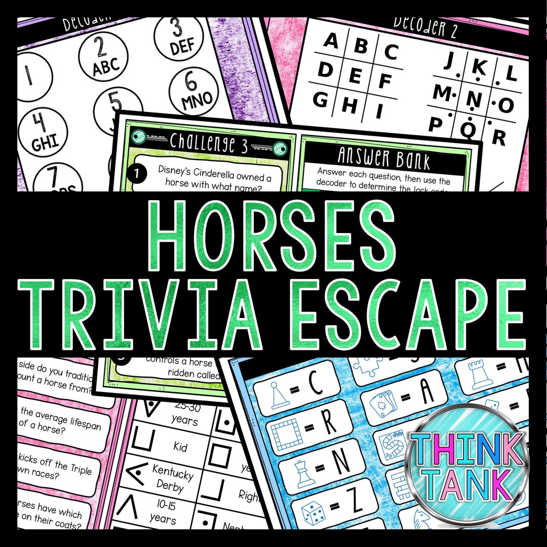 Horses Trivia Game - Escape Room for Kids - Printable Party Game ...