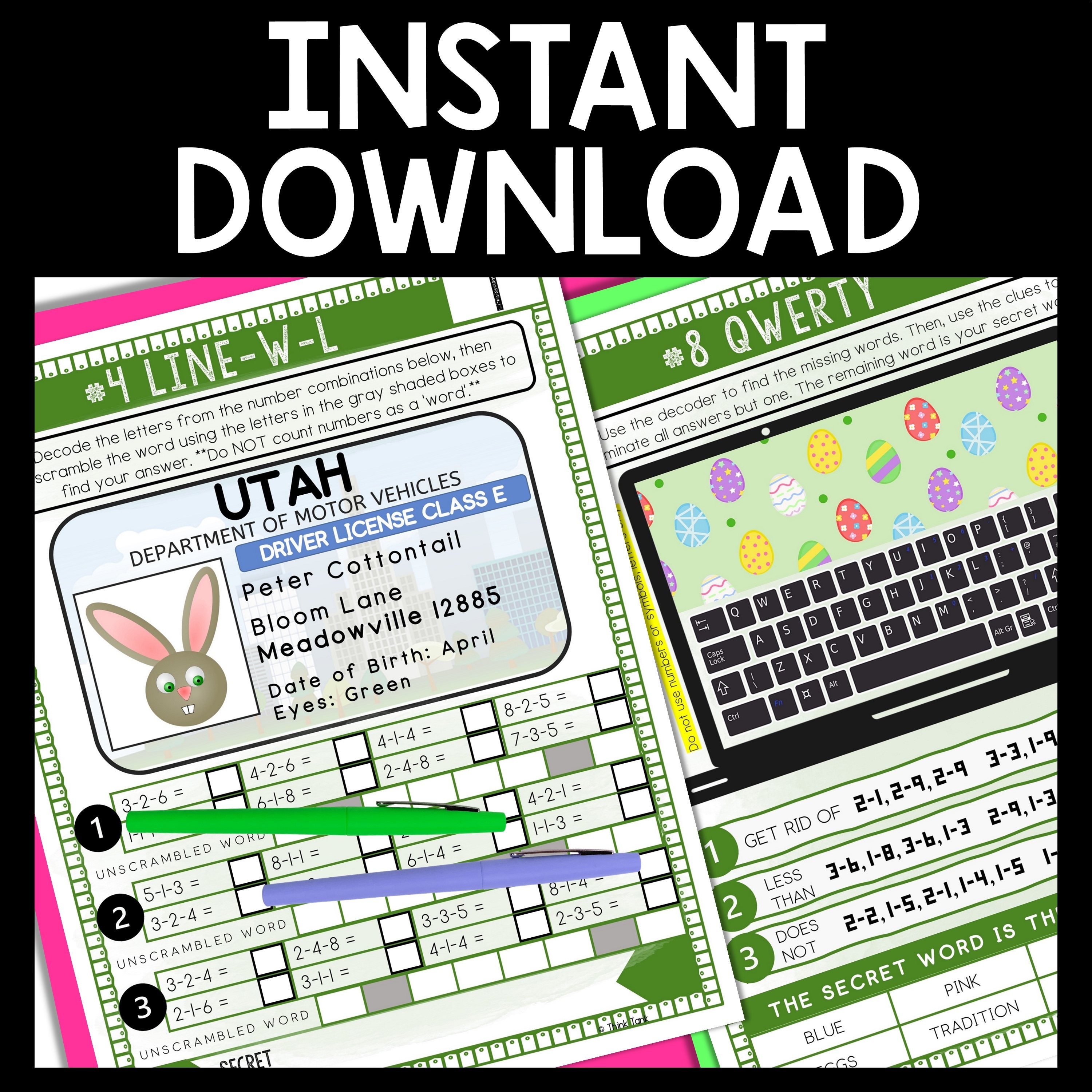Easter Escape Room for Kids, Printable Party Game, Cipher Puzzles ...