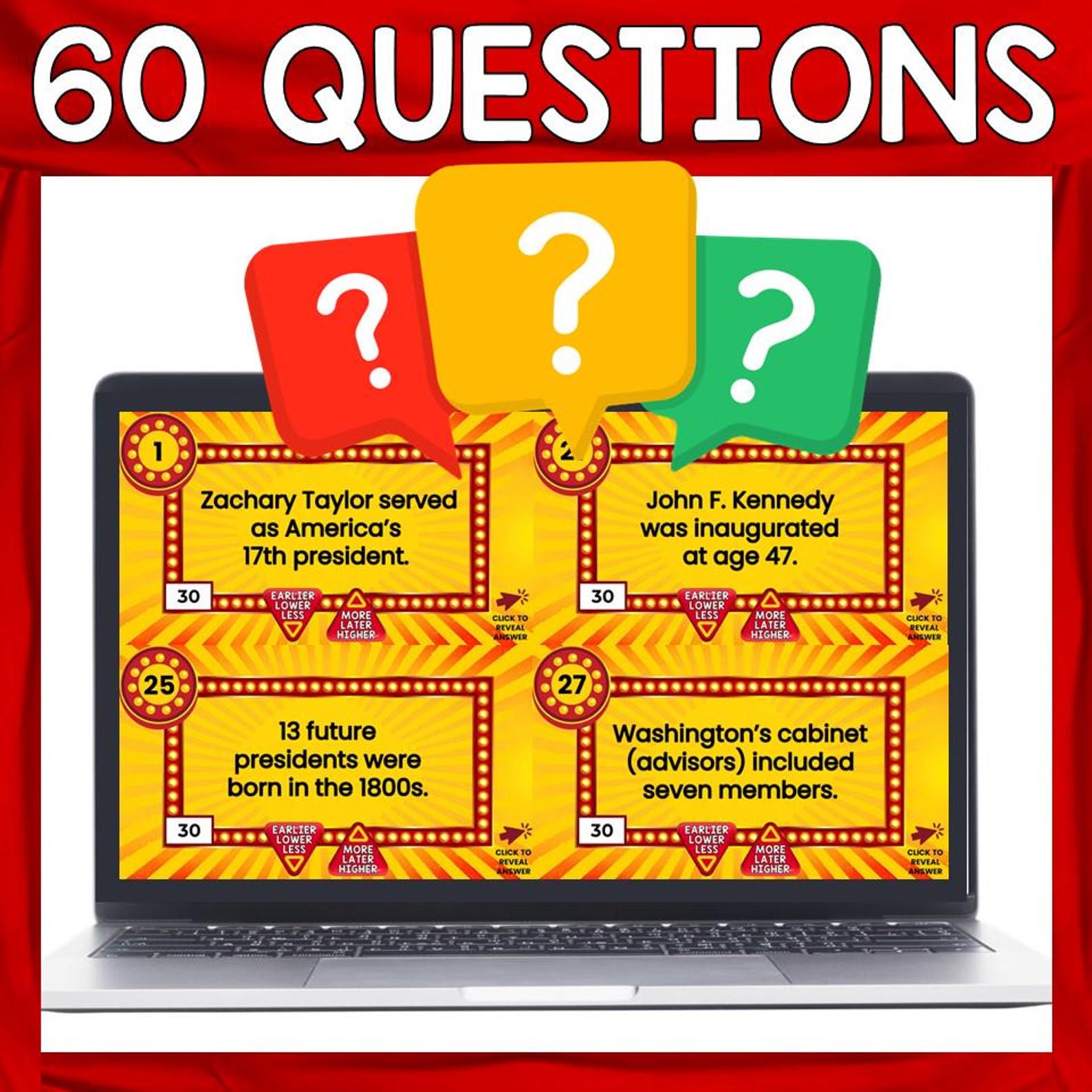 Virtual Trivia Game, US Presidents, Digital Quiz Game, Powerpoint ...