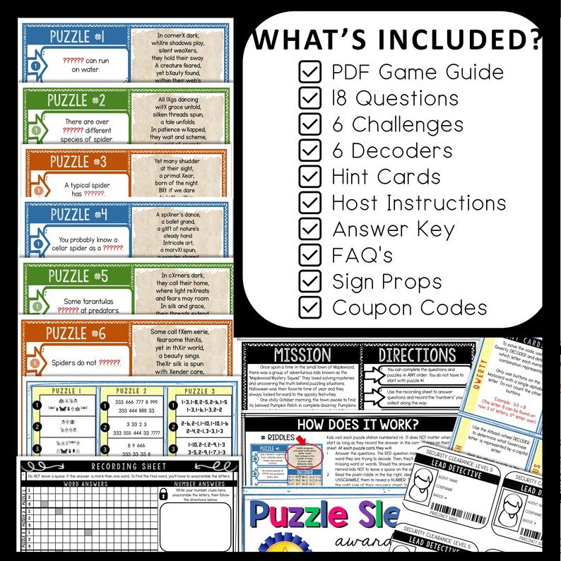 Spiders Fact Quest Escape Room for Kids Printable Party Game - Etsy