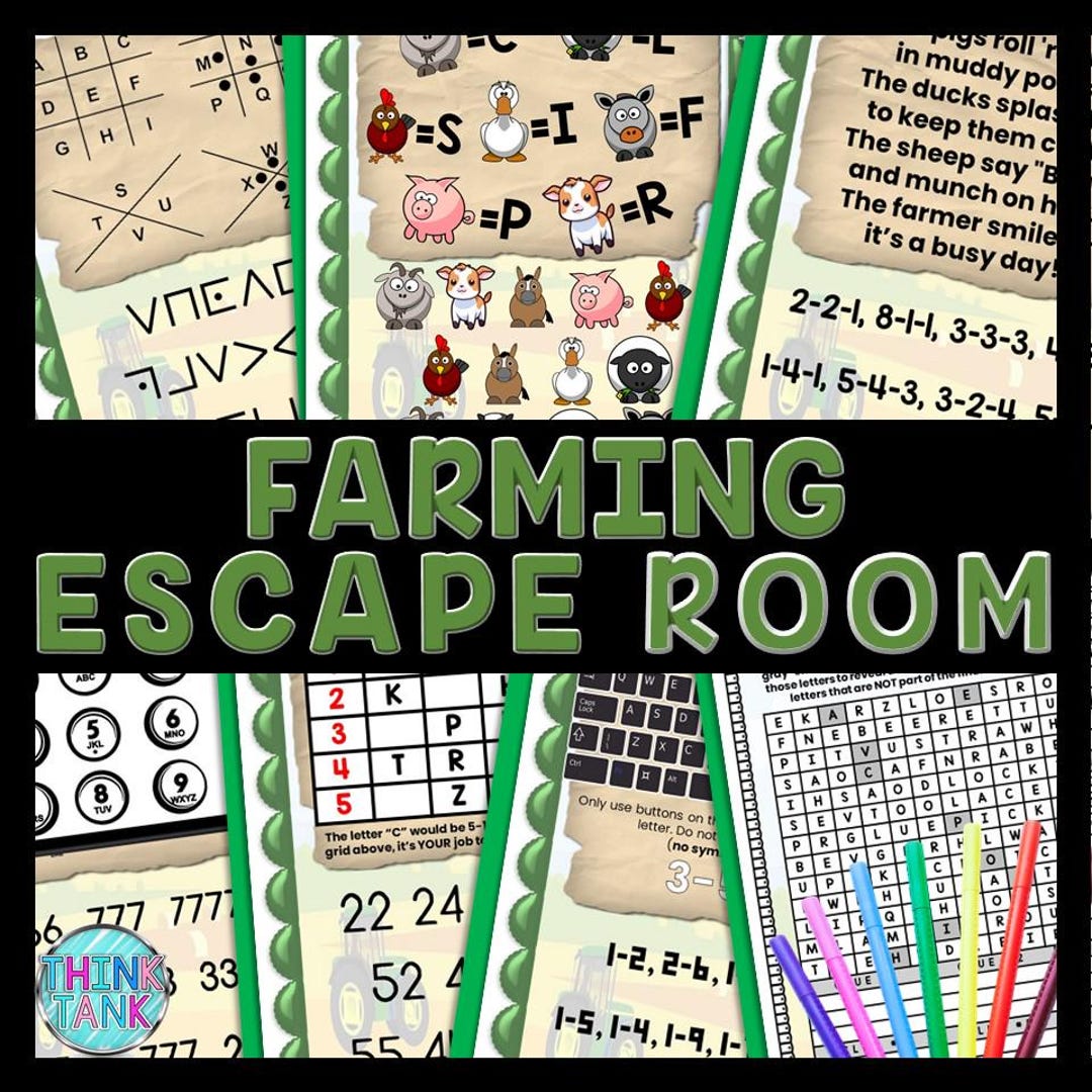 Farming Escape Room Word Search, Printable Party Game for Kids, Puzzles ...