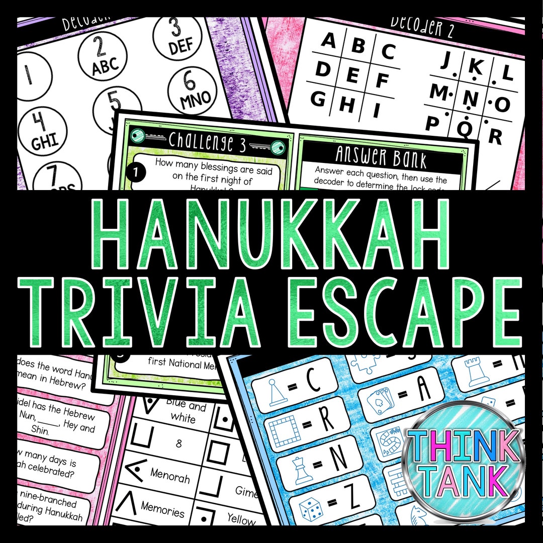 Hanukkah Trivia Game - Escape Room for Kids - Printable Party Game ...