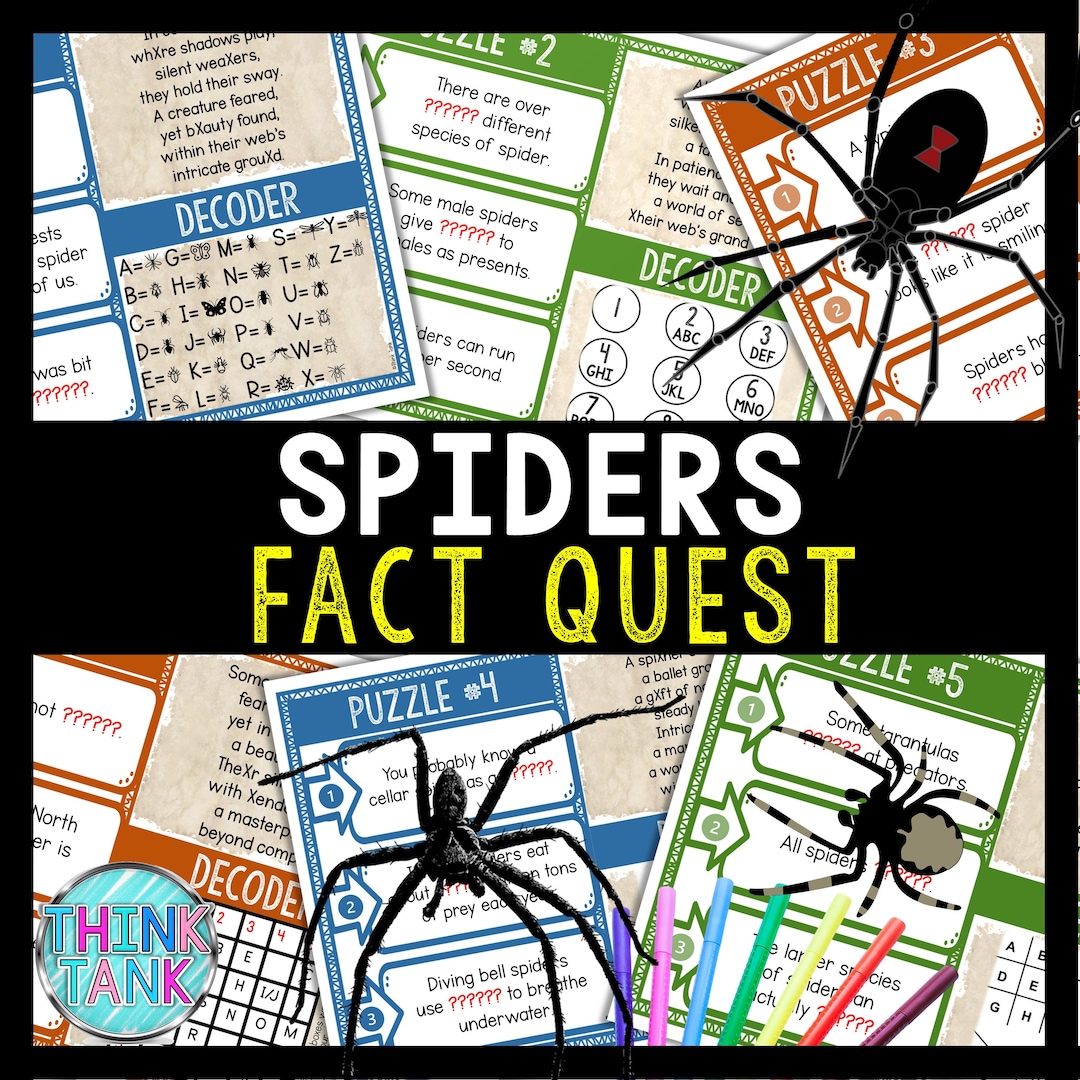 Spiders Fact Quest Escape Room for Kids, Printable Party Game, Family ...