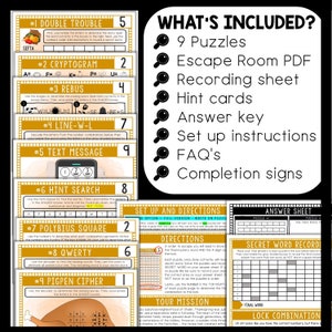 Thanksgiving Escape Room for Kids, Printable Party Game, Cipher Puzzles ...
