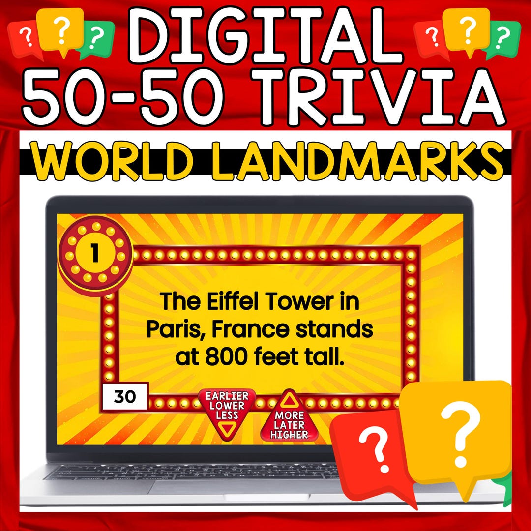 Virtual Trivia Game, World Landmarks, Digital Quiz Game, Powerpoint ...